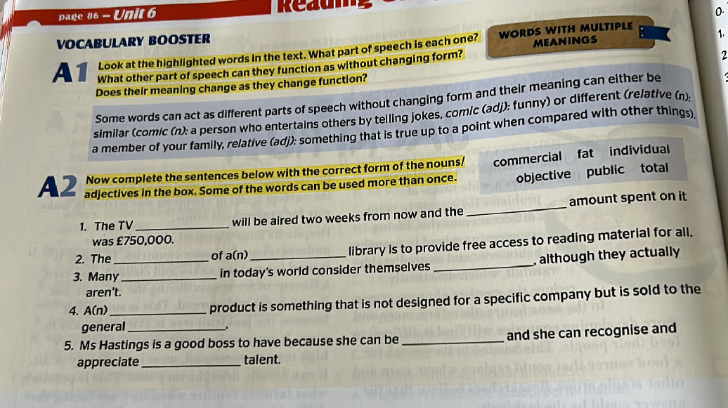 VOCABULARY BOOSTER A1 Look at the | StudyX