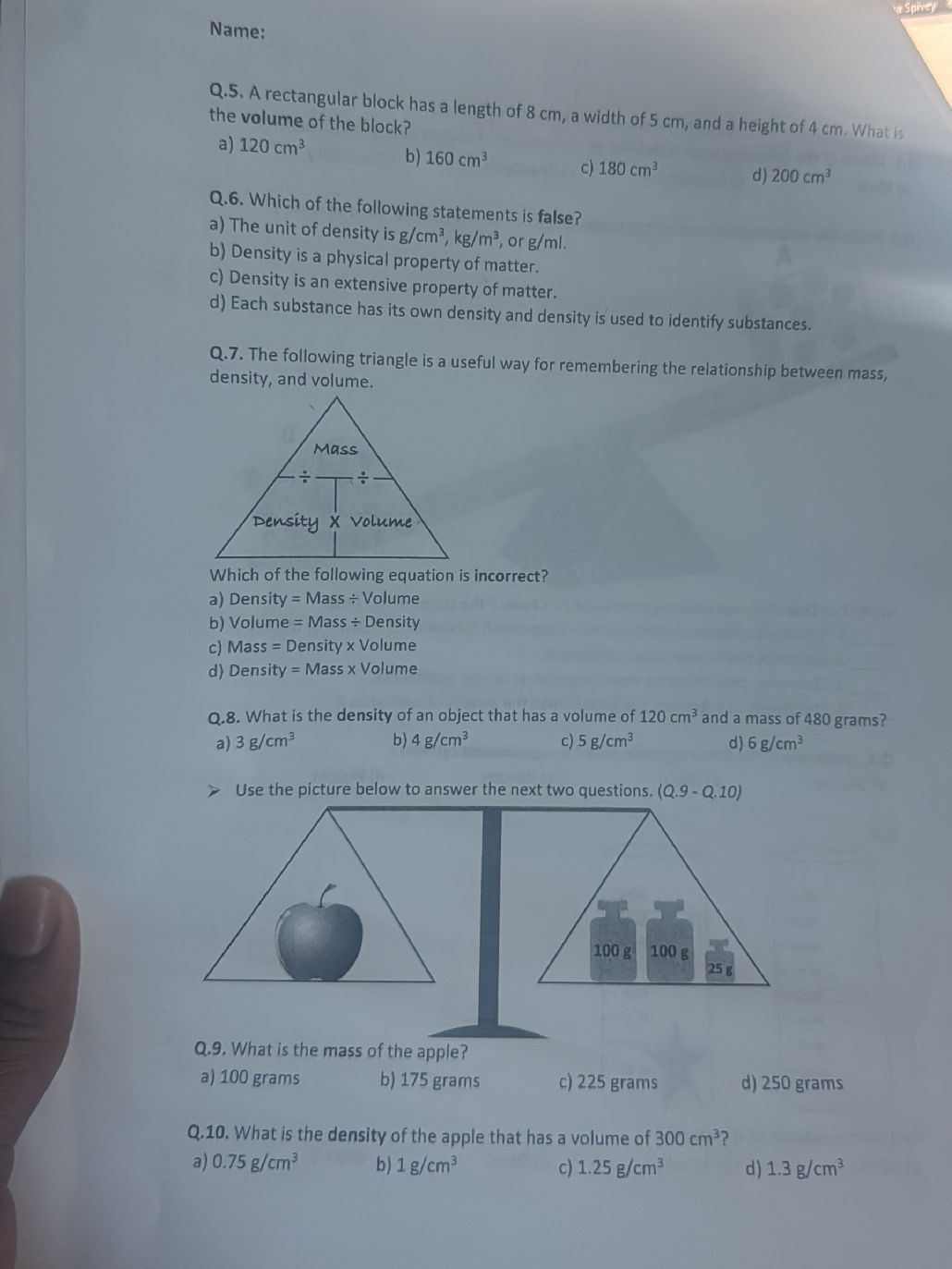 Q.5. A rectangular block has a length of $8 | StudyX