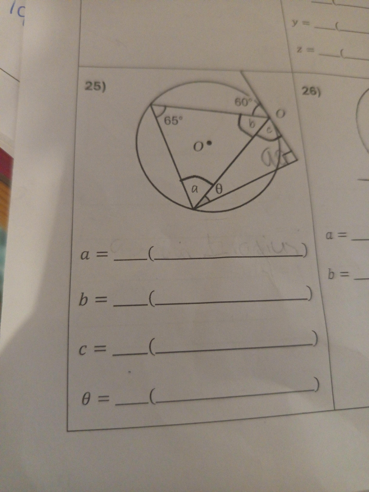 25) Find the values of a, b, c, and $ $ | StudyX