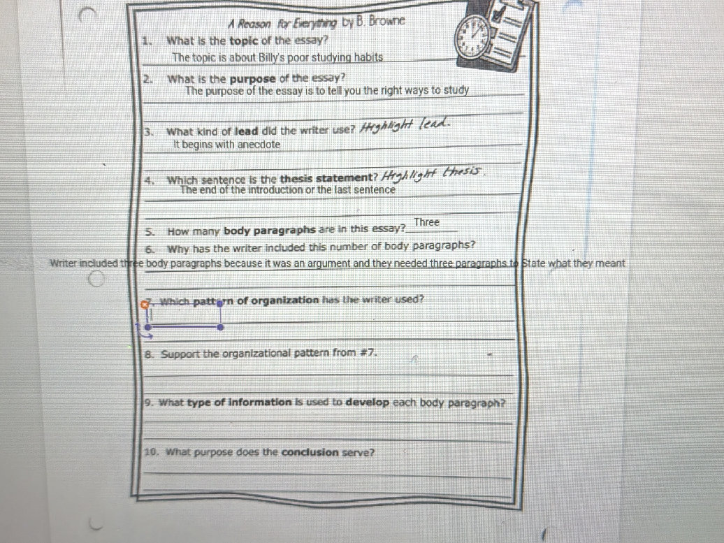 A Reason for Everything by B. Browne 1. | StudyX