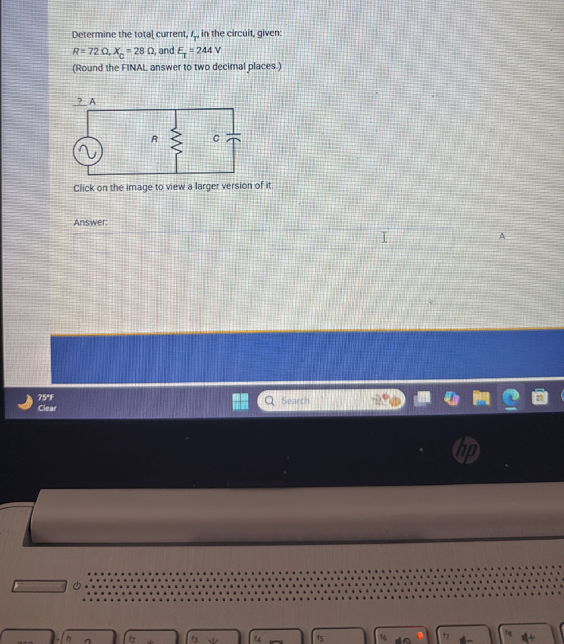 Determine the total current, $I_T$, in the | StudyX