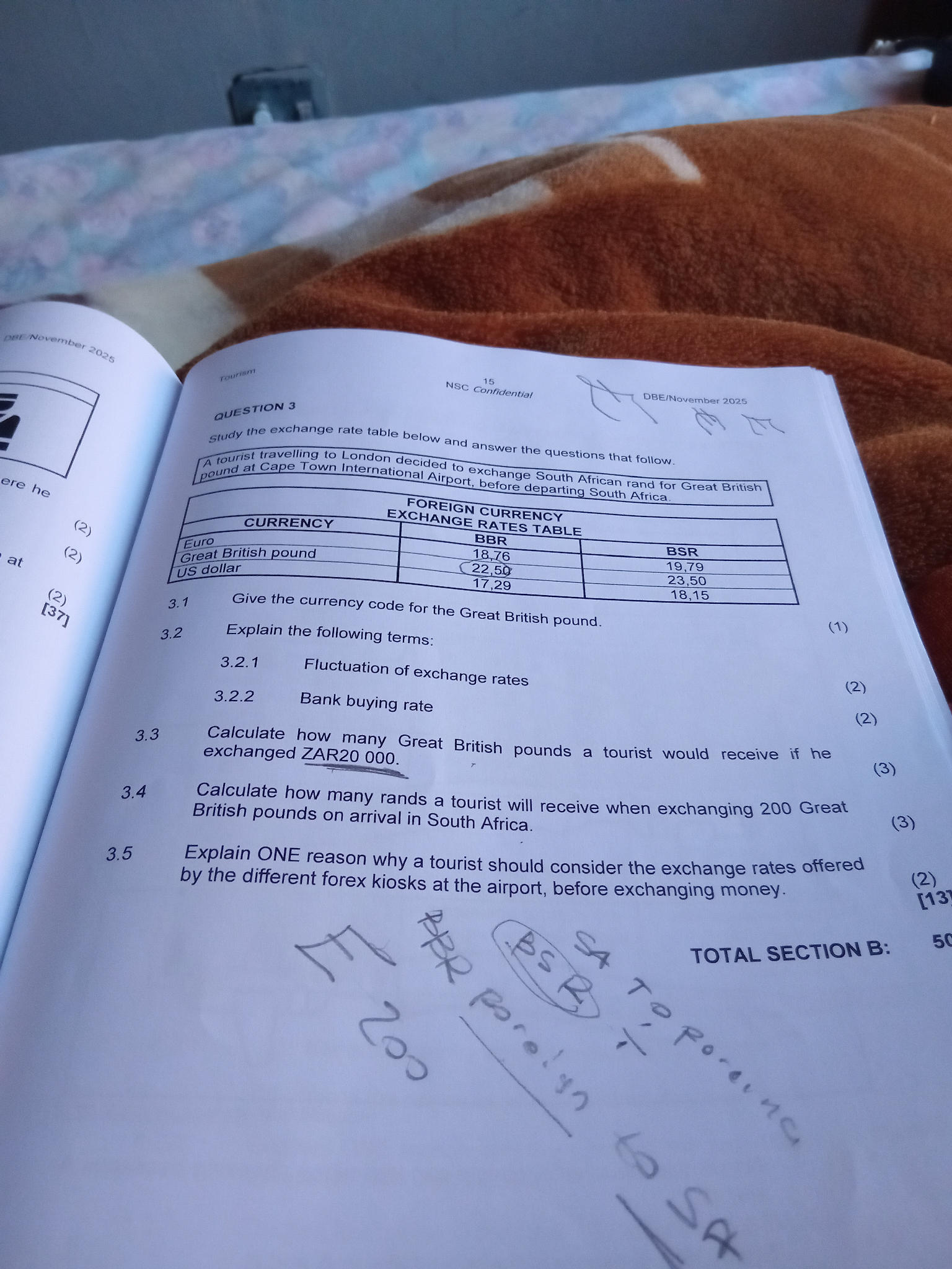 QUESTION 3 Study the exchange rate table | StudyX
