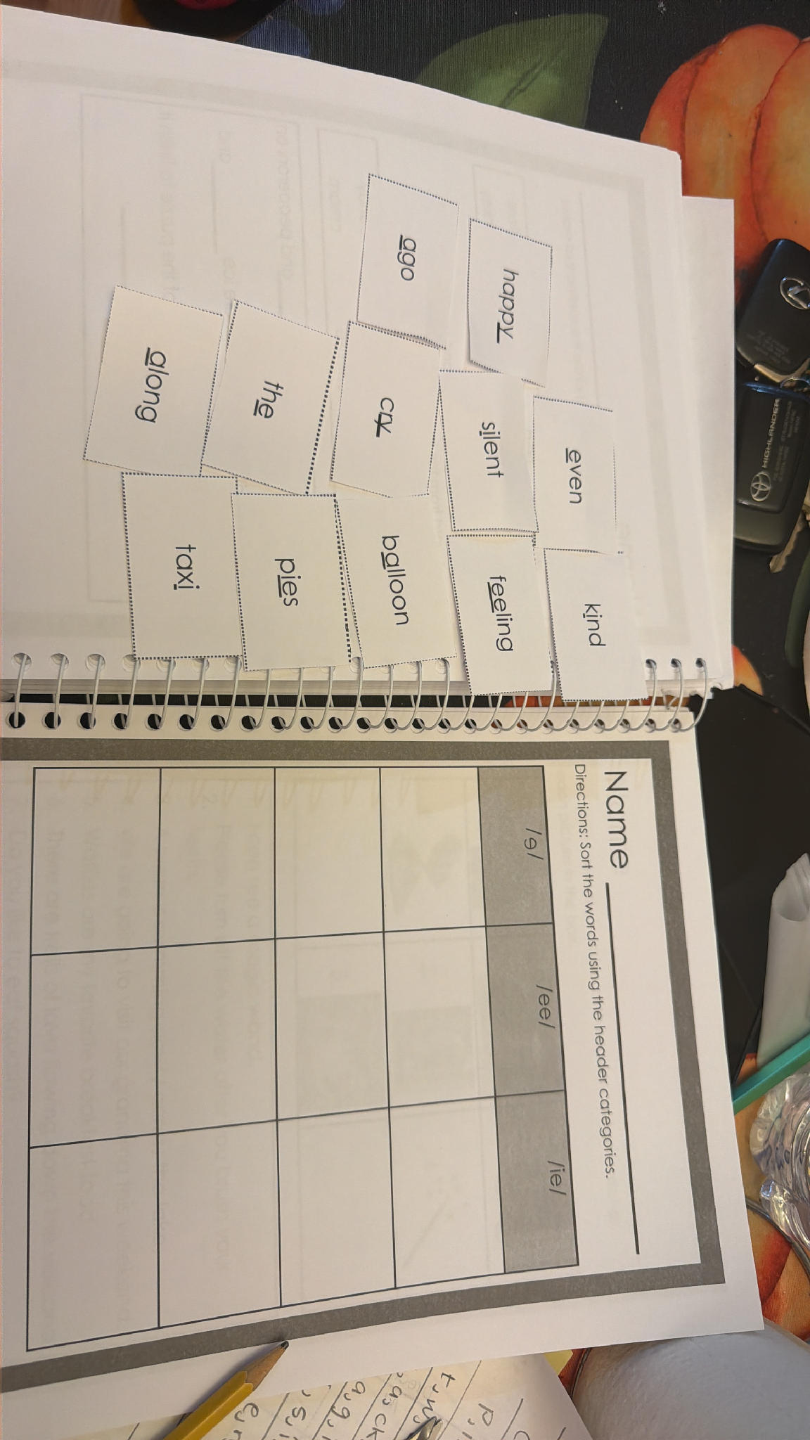 Name Directions: Sort the words using the | StudyX