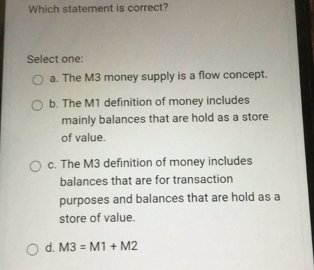 Which statement is correct? Select one: a. | StudyX