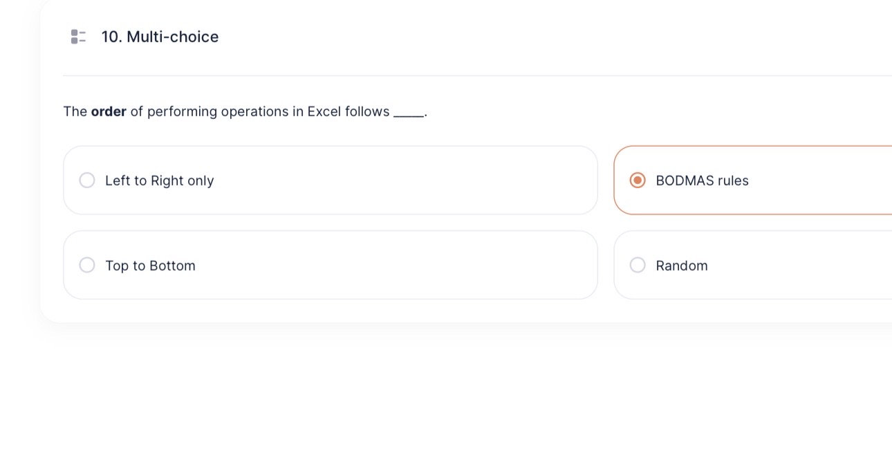 The order of performing operations in Excel | StudyX