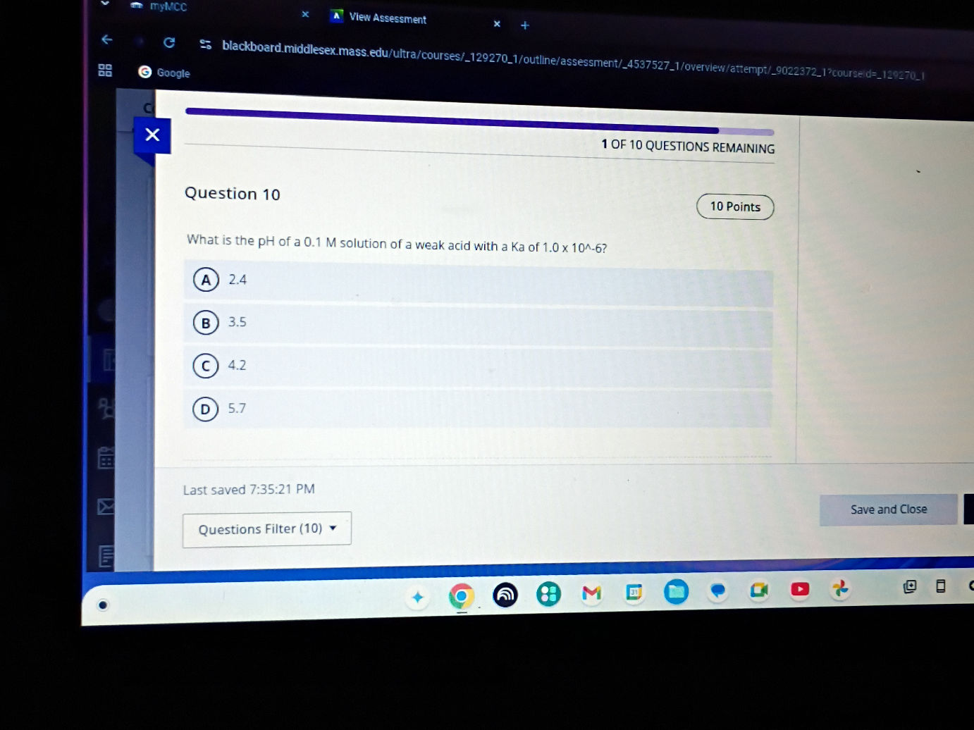 What is the pH of a $0.1 { M}$ solution of a | StudyX