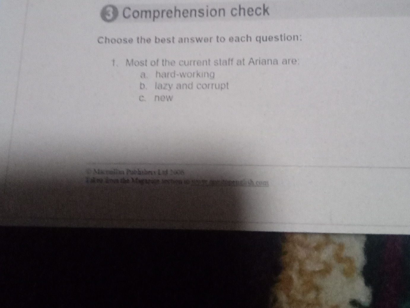 3 Comprehension check Choose the best | StudyX