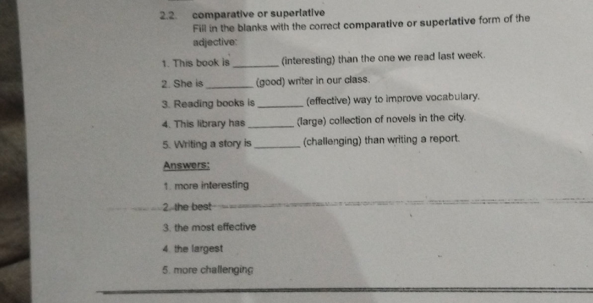2.2. comparative or superlative Fill in the | StudyX