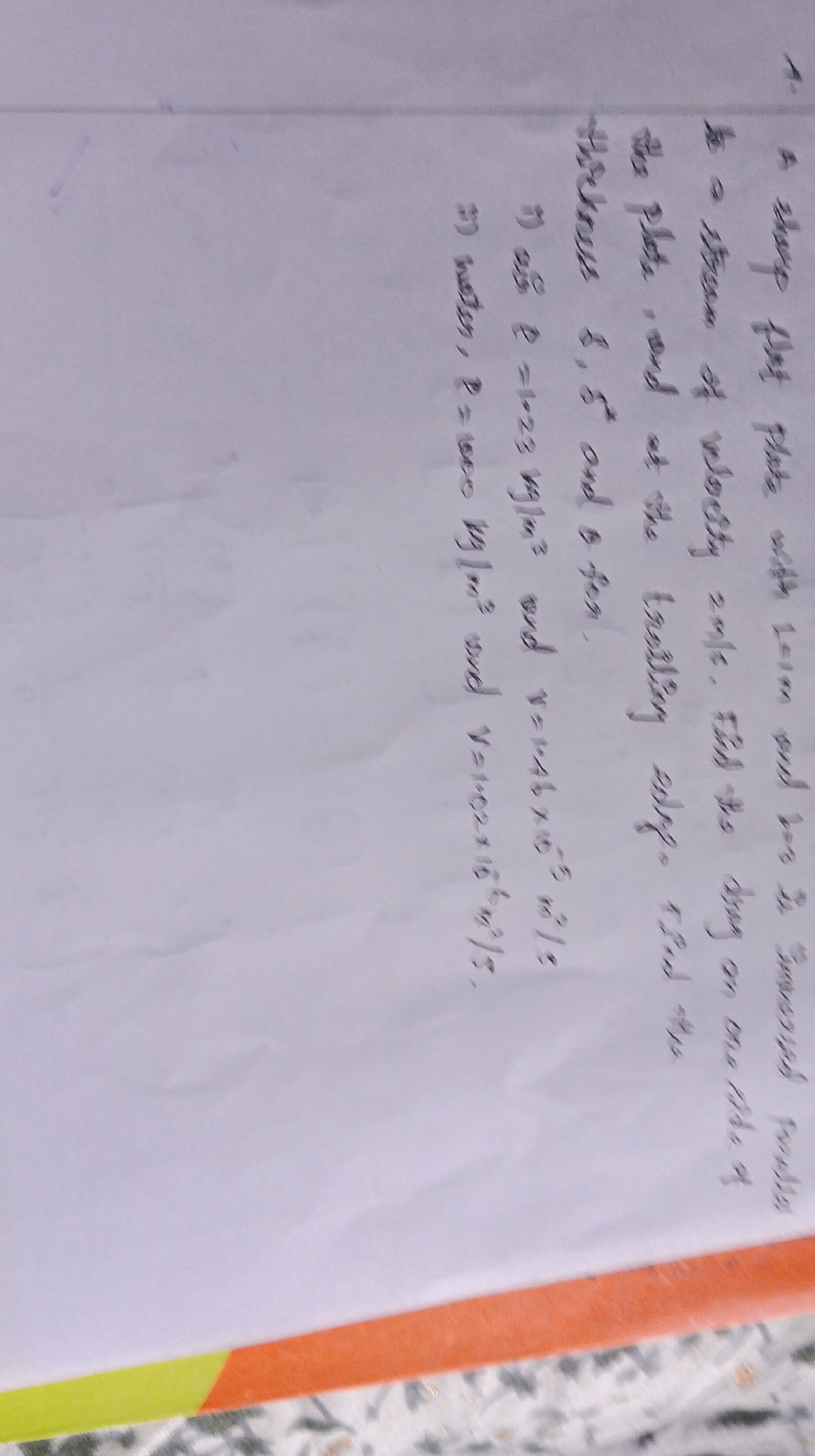 A sharp flat plate with length $L=1$m and | StudyX