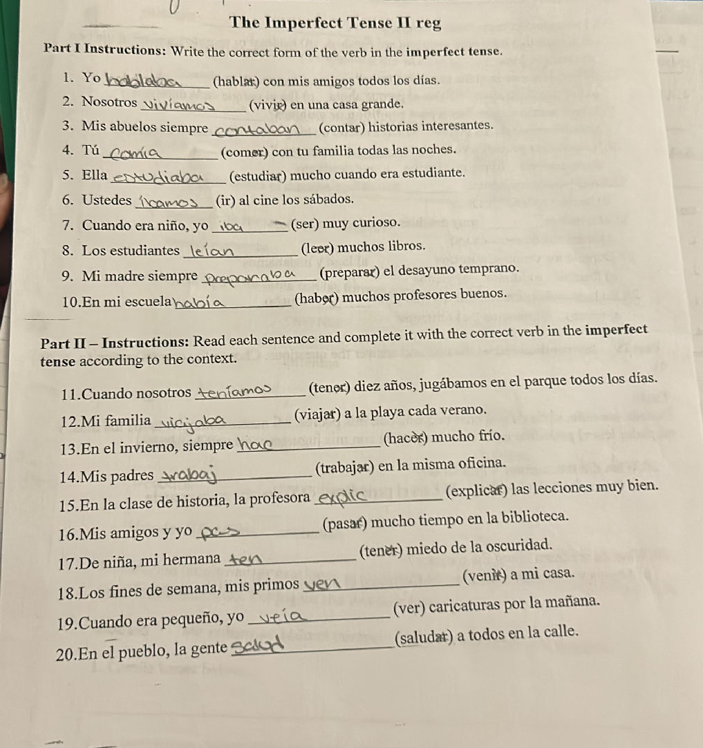 The Imperfect Tense II reg **Part I | StudyX