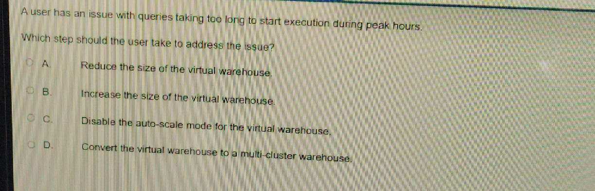A user has an issue with queries taking too | StudyX