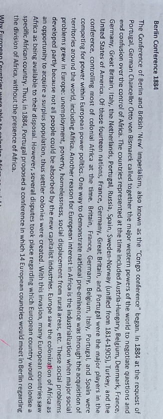 Berlin Conference 1884 The Conference of | StudyX