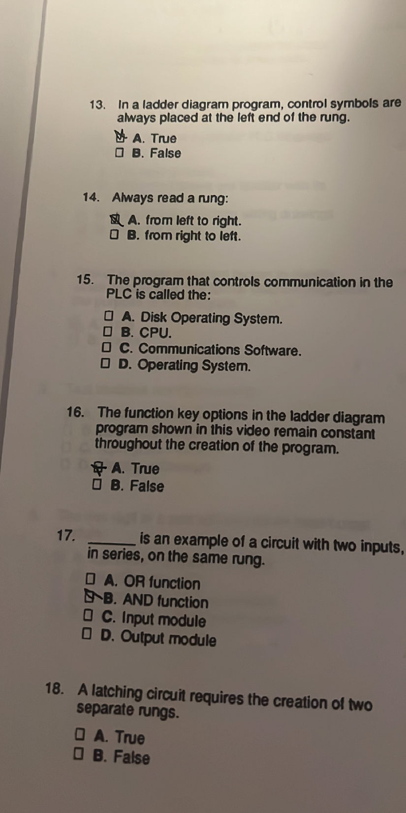 13. In a ladder diagram program, control | StudyX