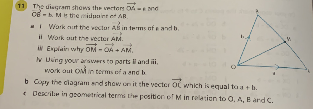 The diagram shows the vectors ${OA} = {a}$ | StudyX