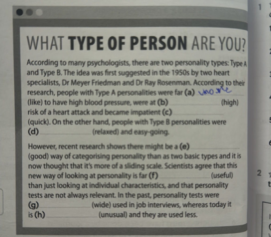 WHAT TYPE OF PERSON ARE YOU? According to | StudyX