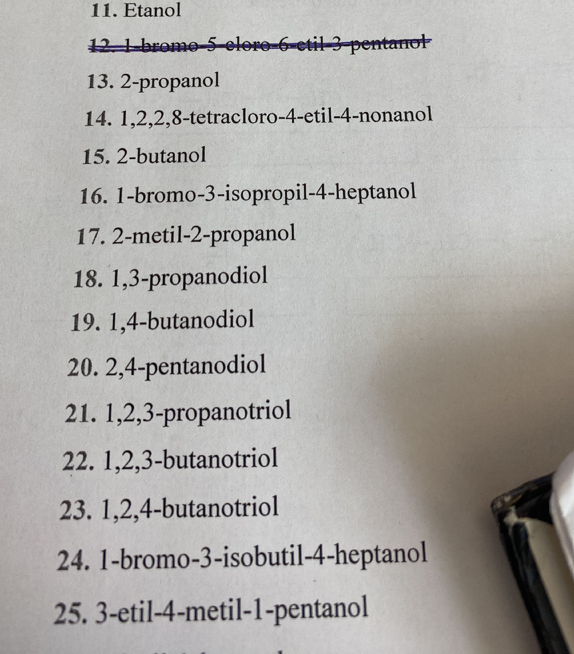 Nomenclatura de Bromo Cloro Etil Pentanol | StudyX