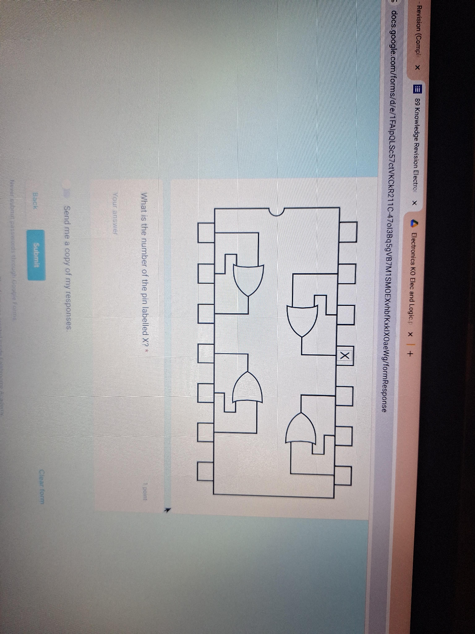 What is the number of the pin labelled X? * | StudyX
