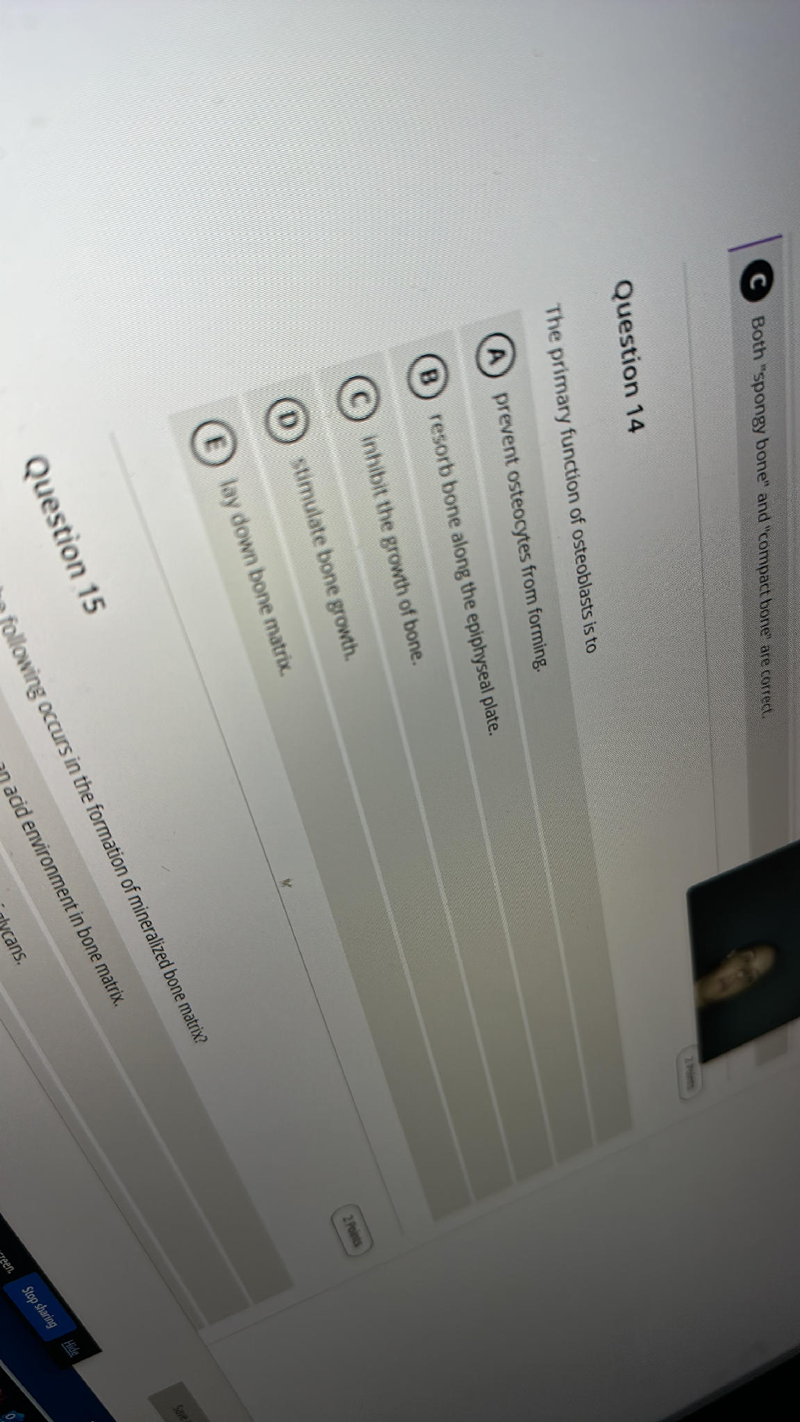 Question 15 [What] following occurs in the | StudyX