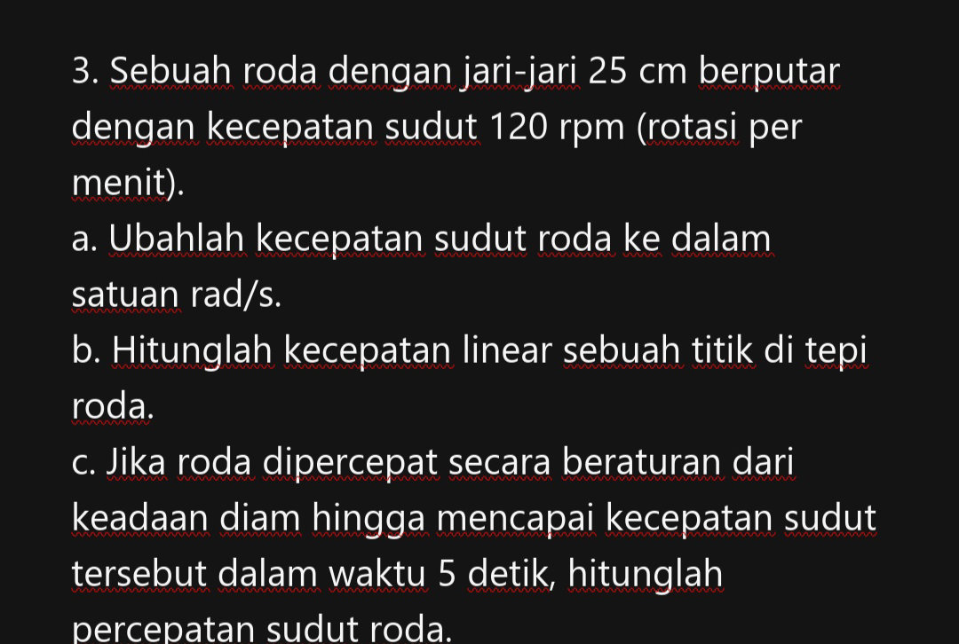 3. Sebuah roda dengan jari-jari 25 cm | StudyX