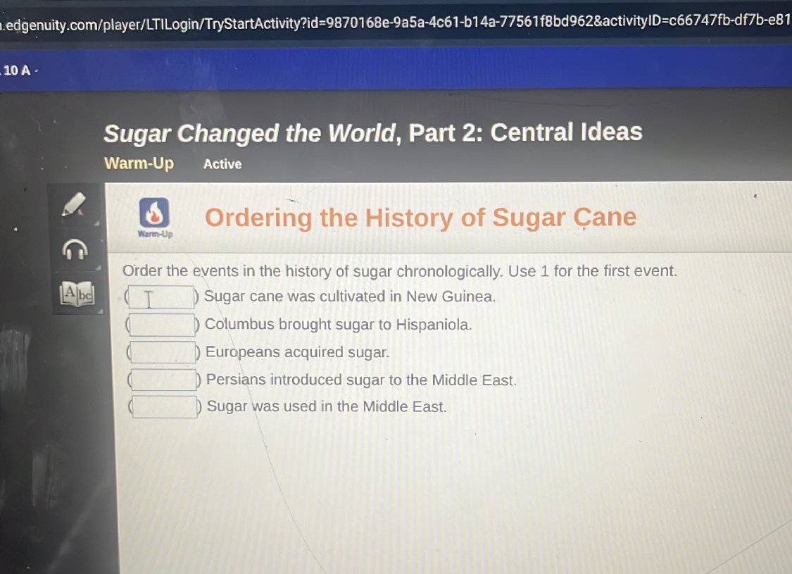 Order the events in the history of sugar