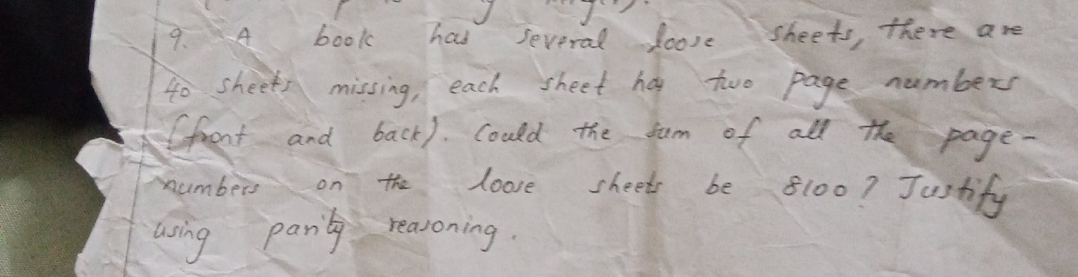 9. A book has several loose sheets, there | StudyX