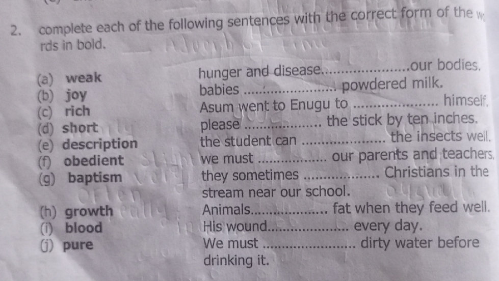 2. complete each of the following sentences | StudyX