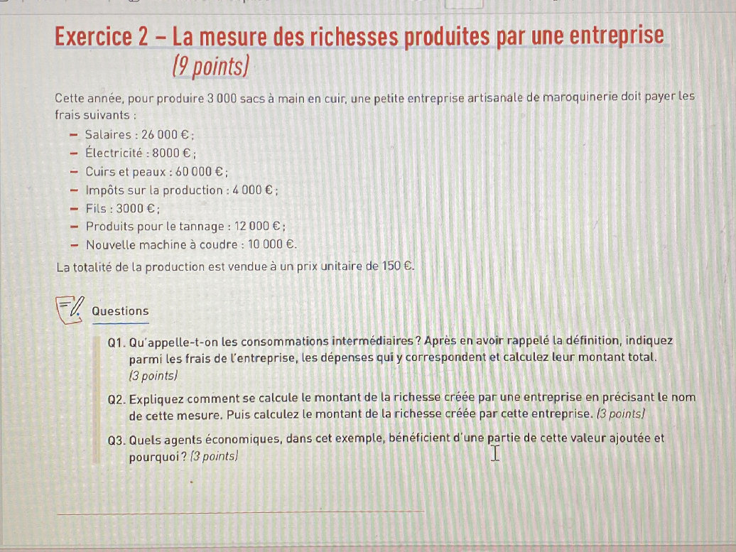 Exercice 2 – La mesure des richesses | StudyX