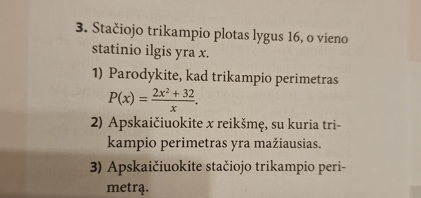 3. Stačiojo trikampio plotas lygus 16, o | StudyX