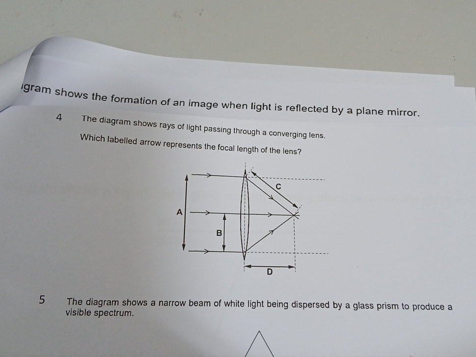 The diagram shows rays of light passing | StudyX