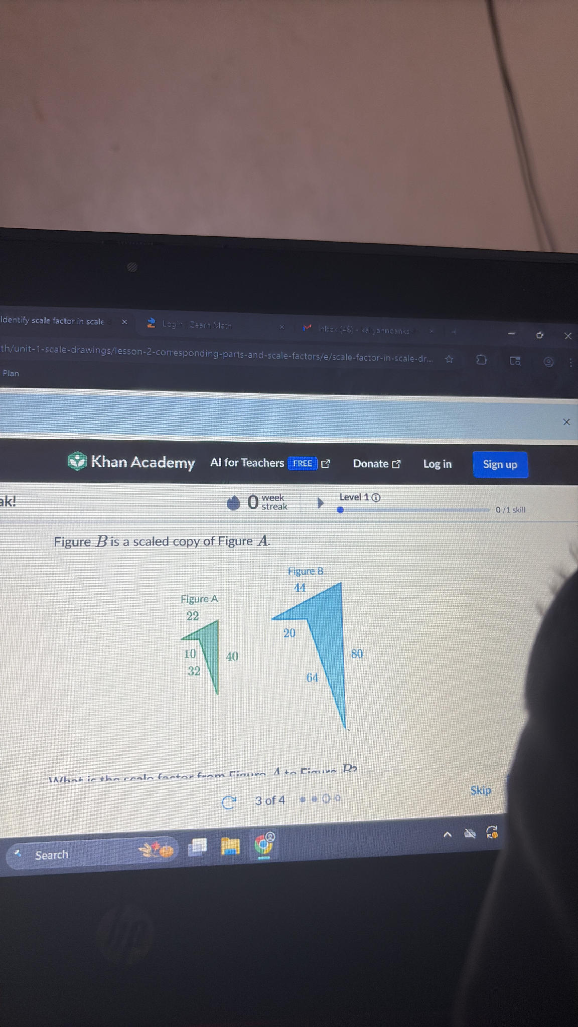 Figure $B$ is a scaled copy of Figure $A$. | StudyX