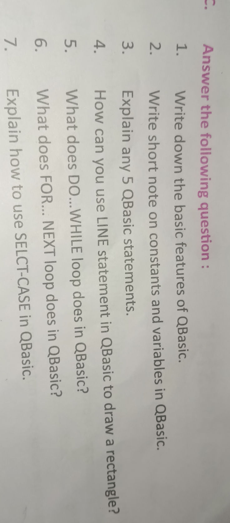 Answer the following question : 1. Write | StudyX