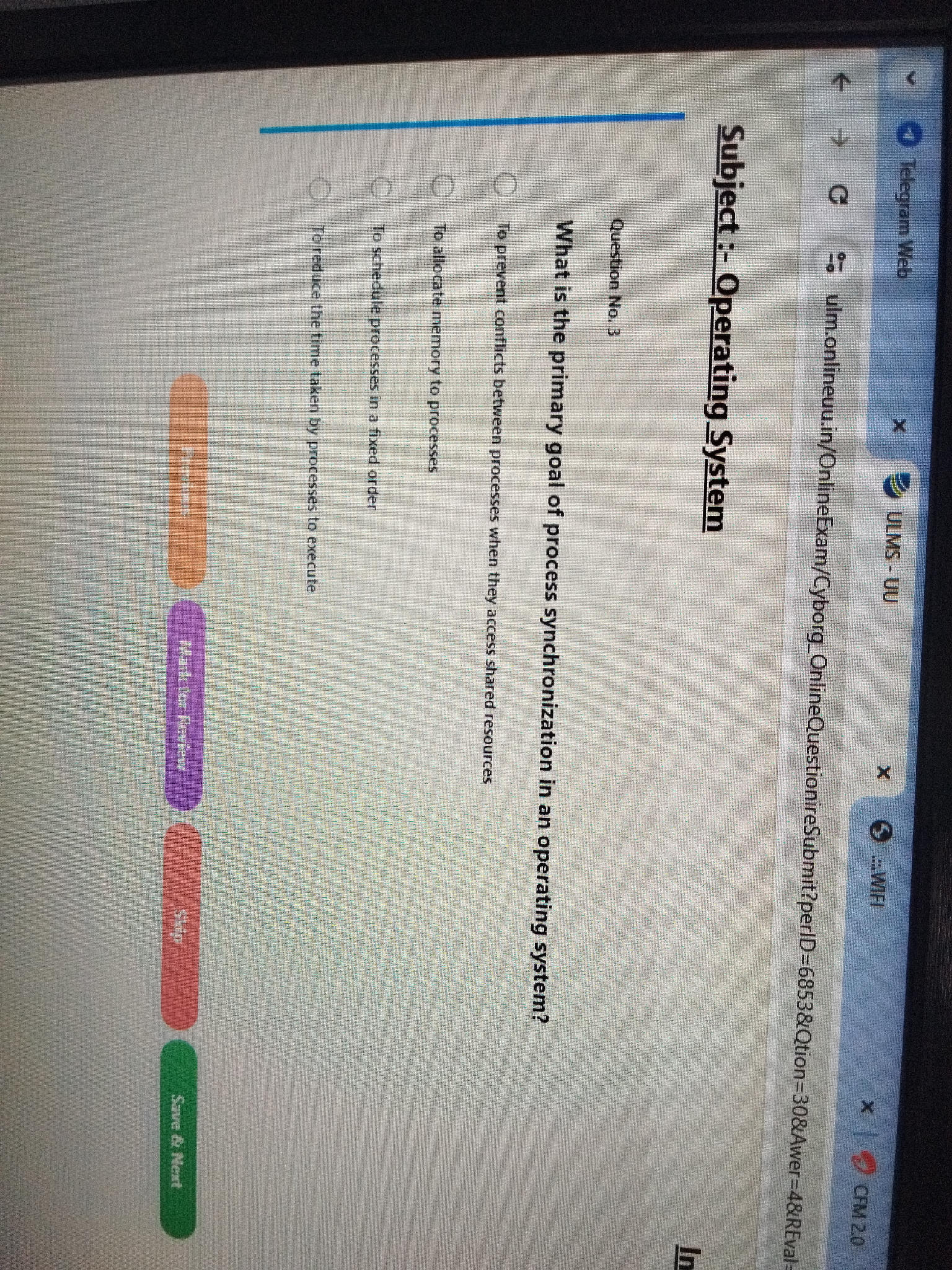 Subject :- Operating System Question No. 3 | StudyX