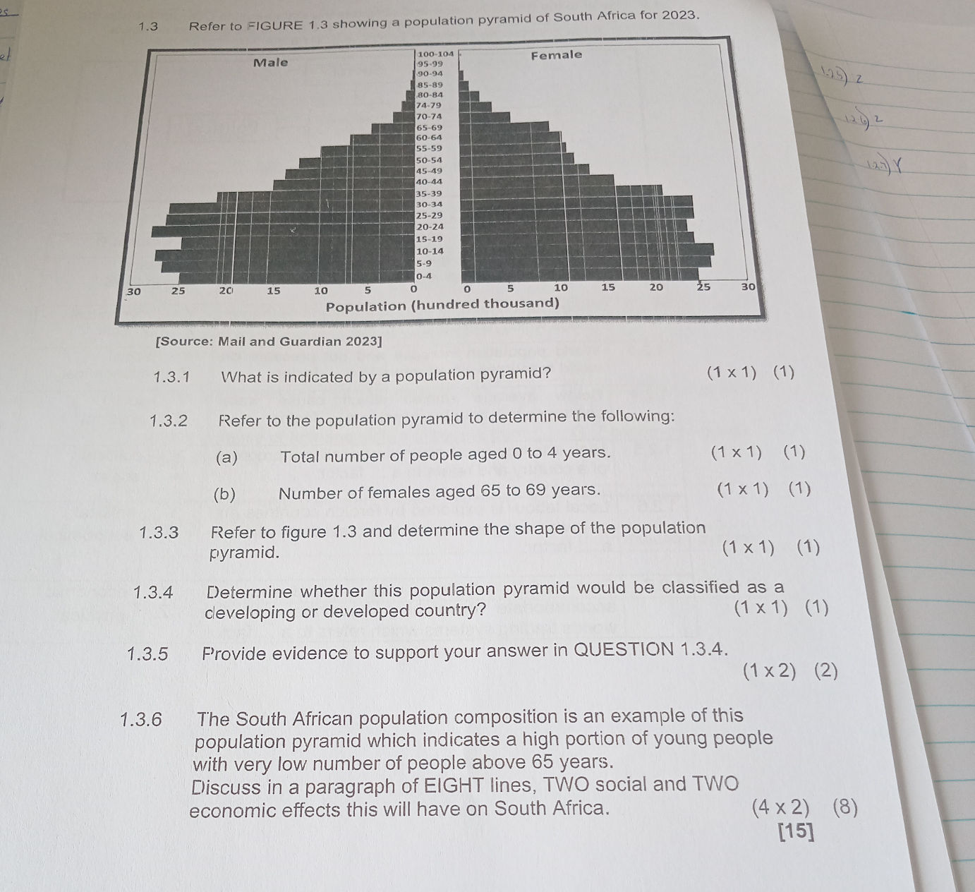 Refer to FIGURE 1.3 showing a population | StudyX