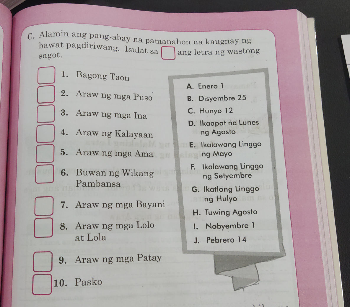 C. Alamin ang pang-abay na pamanahon na | StudyX