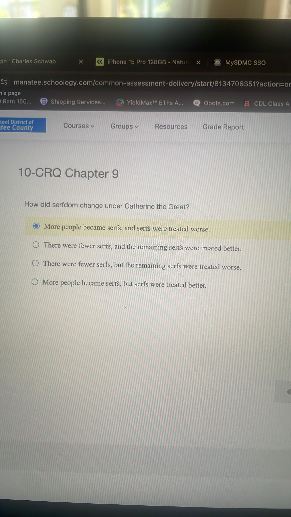 How did serfdom change under Catherine the | StudyX