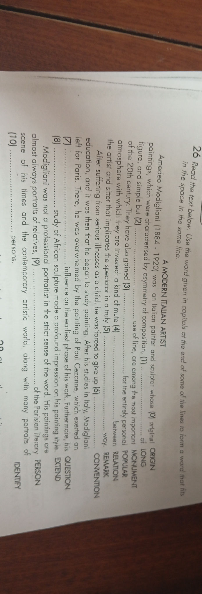 26 Read the text below. Use the word given | StudyX