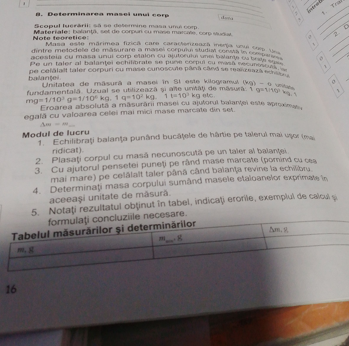 8. Determinarea masei unui corp data Scopul | StudyX