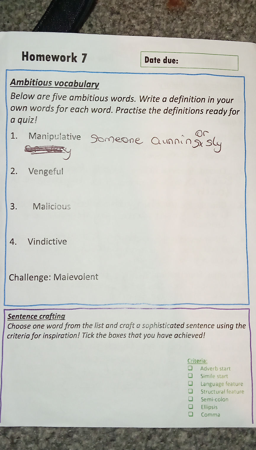 Ambitious vocabulary Below are five | StudyX