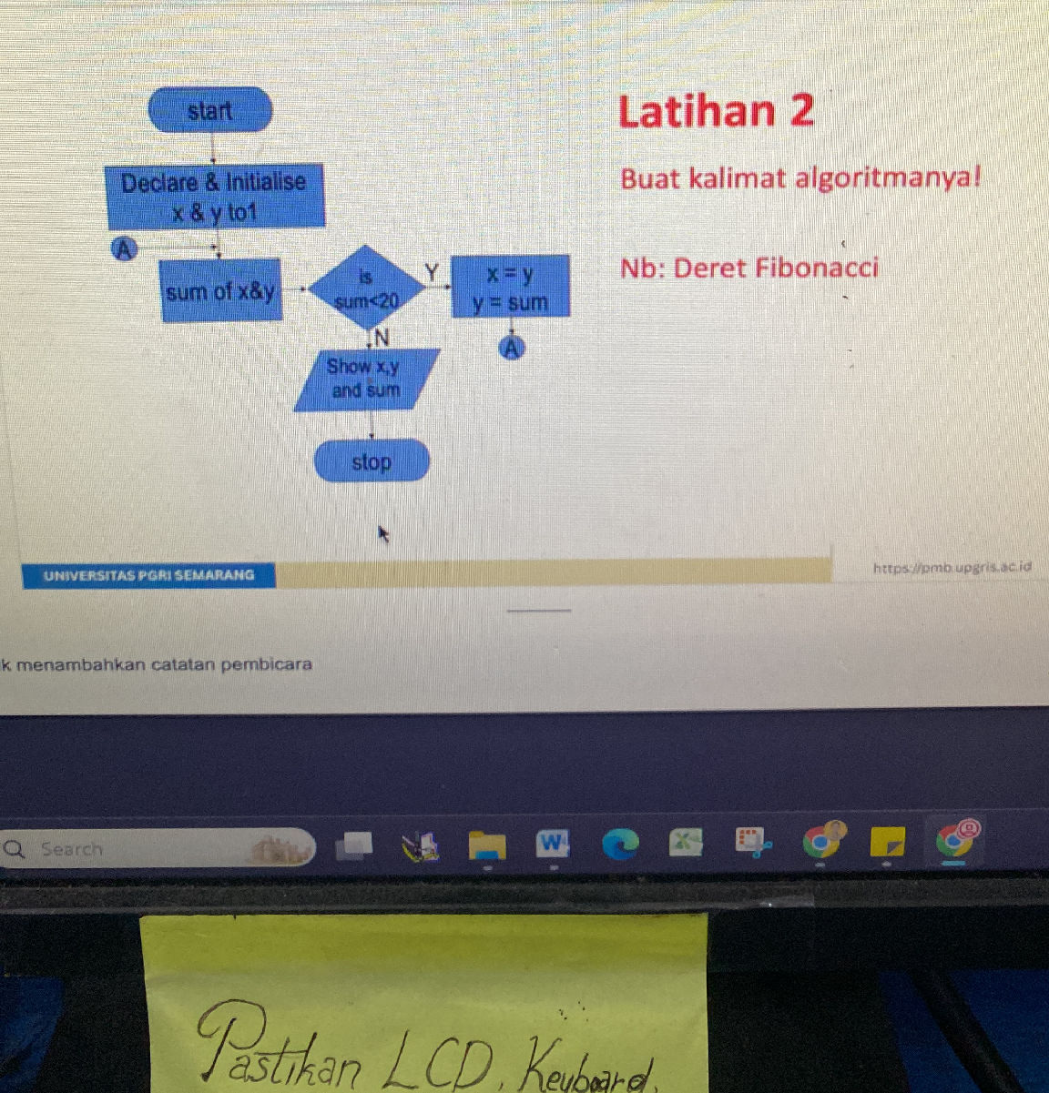 Latihan 2 Buat kalimat algoritmanya! Nb: | StudyX