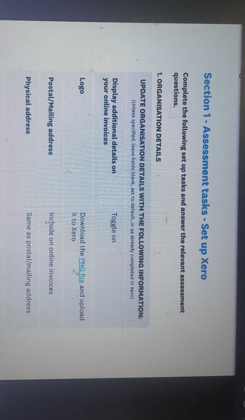 Section 1 - Assessment tasks - Set up Xero | StudyX