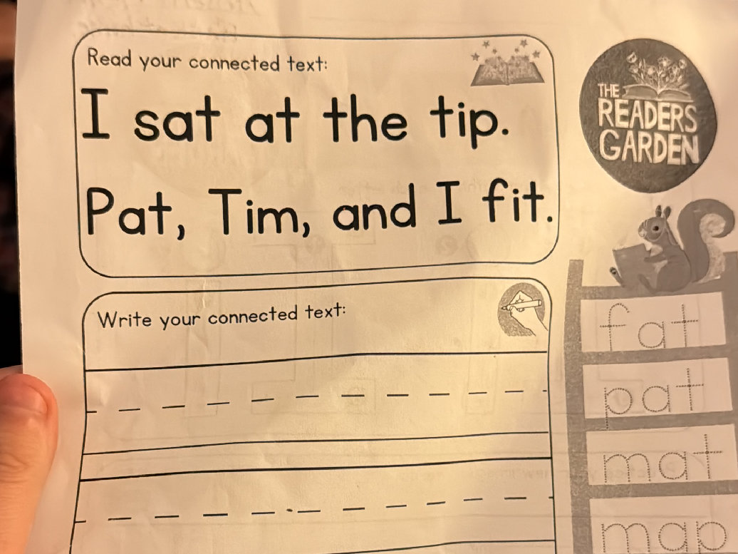 Read your connected text: I sat at the tip. | StudyX