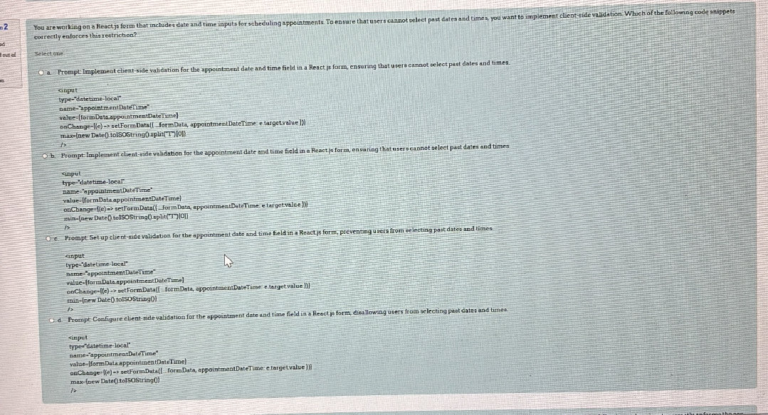 You are working on a React.js form that | StudyX