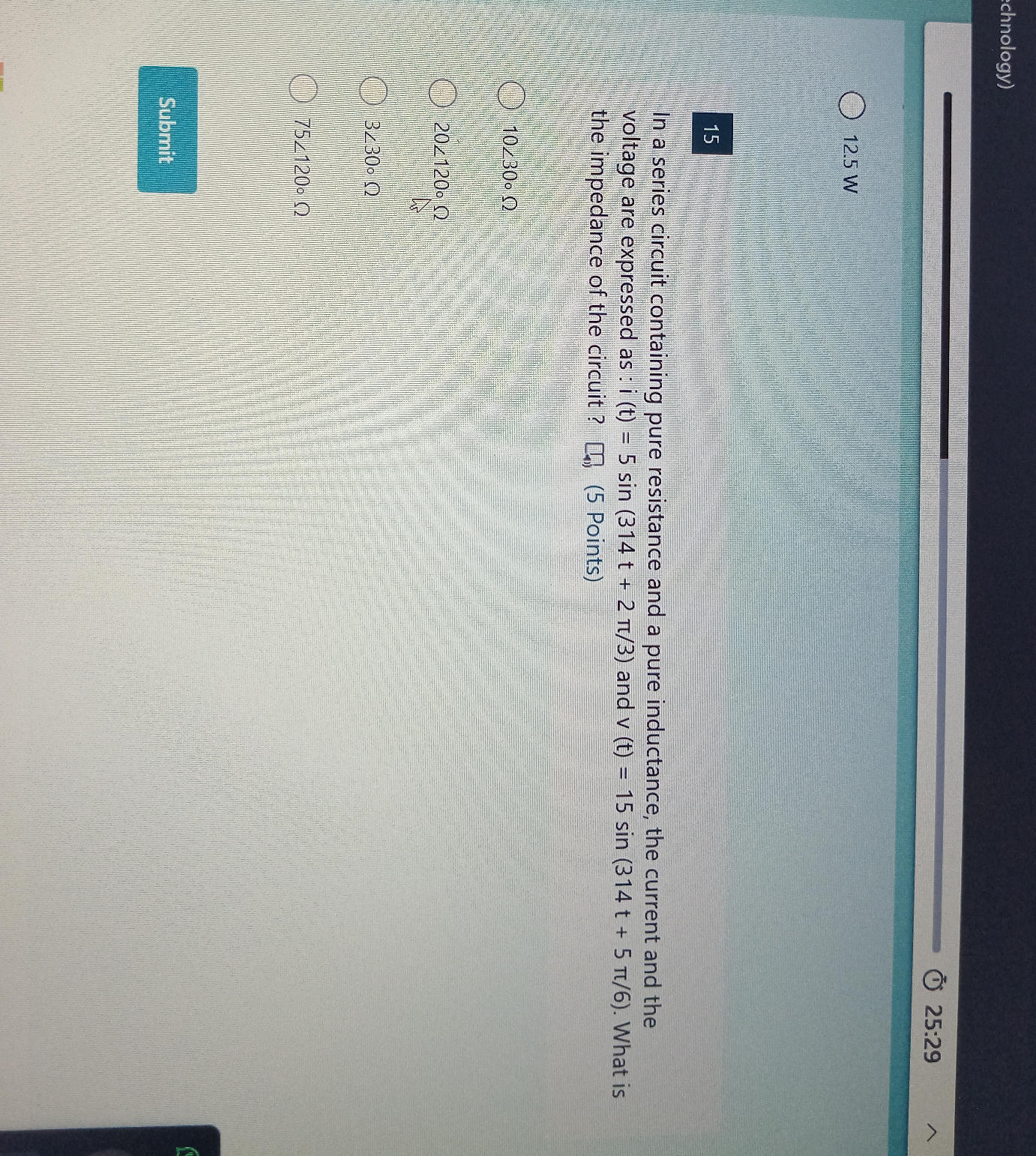 In a series circuit containing pure | StudyX