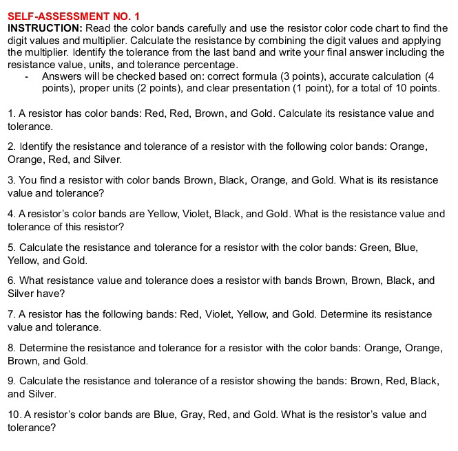 SELF-ASSESSMENT NO. 1 INSTRUCTION: Read the | StudyX