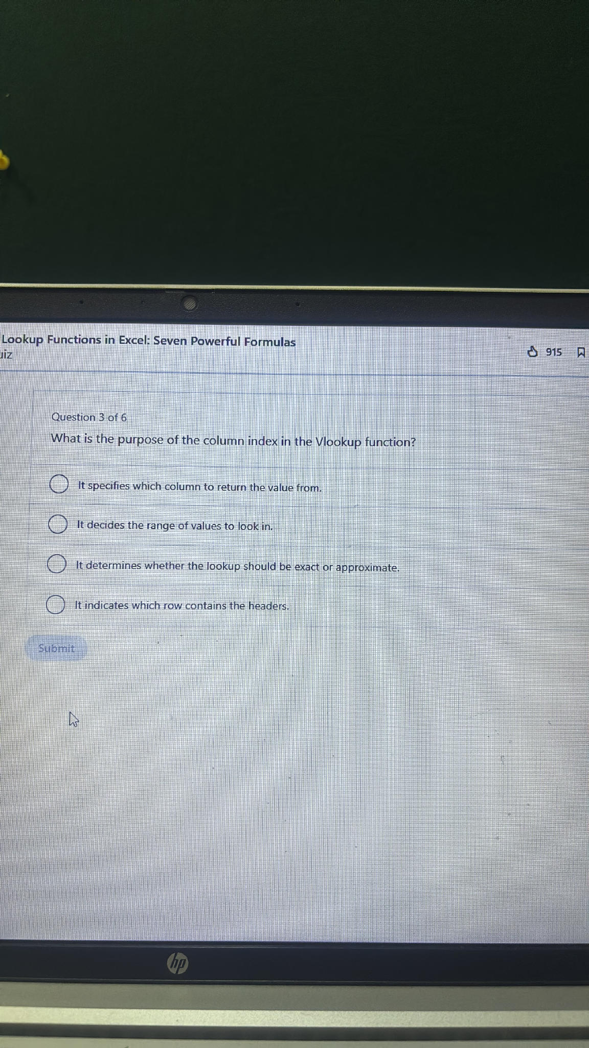 Question 3 of 6 What is the purpose of the | StudyX