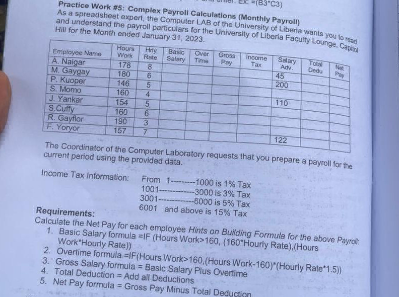 Practice Work #5: Complex Payroll | StudyX