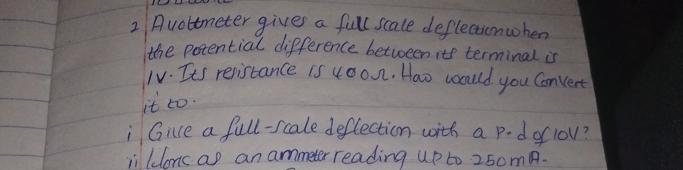 A voltmeter gives a full scale deflection | StudyX
