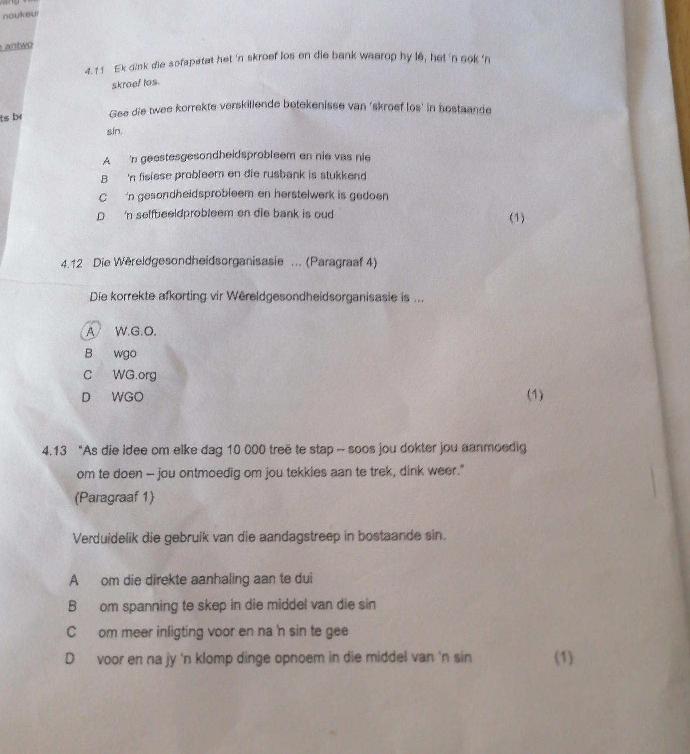 4.11 Ek dink die sofapatat het 'n skroef los | StudyX