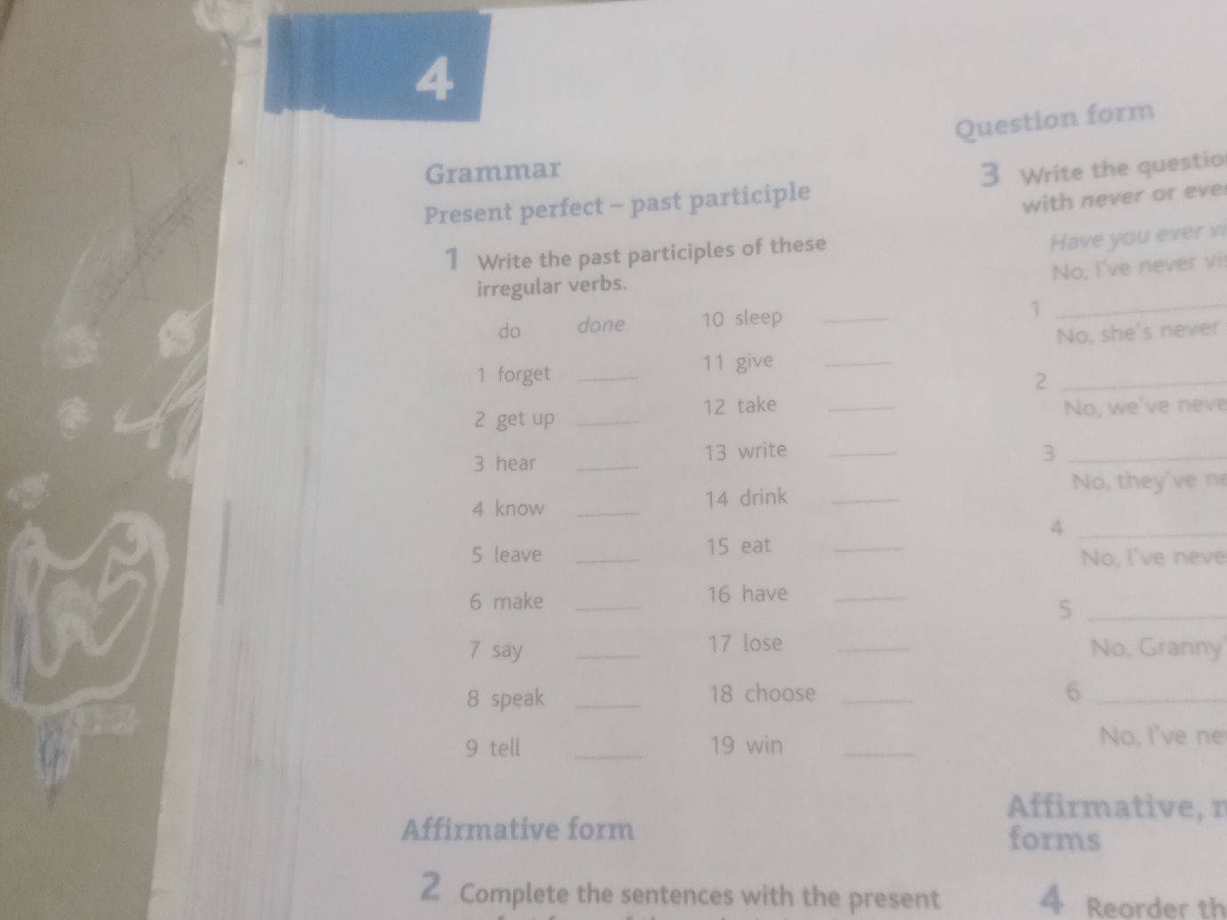 Grammar Present perfect - past participle 1 | StudyX