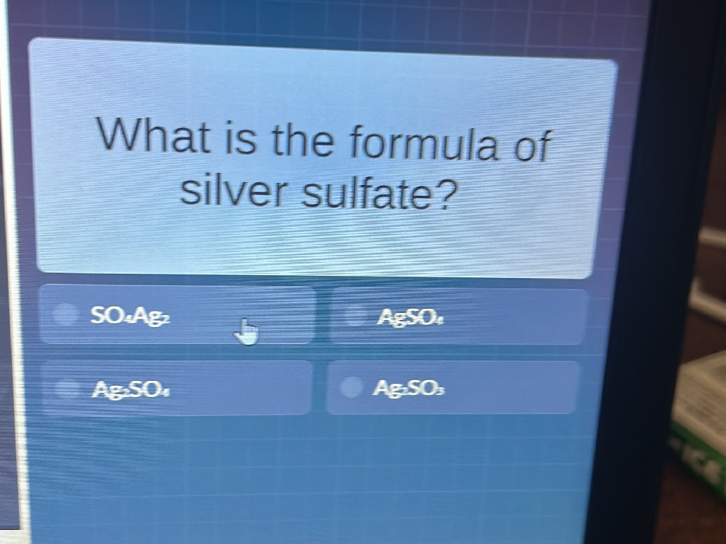 What is the formula of silver sulfate? | StudyX